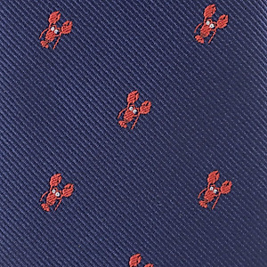 MENDEPOT Red Lobster Pattern Necktie With Gift Box Red Color Lobster Navy Tie