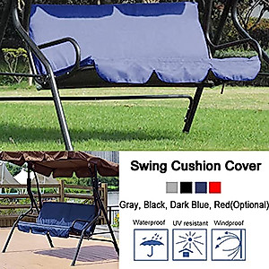 Swing Canopy Replacement Swing Cushion Cover, 3 Seat Premium 190T Polyester Taffeta Swing Seat Cover Waterproof Swing Chair for Patio Courtyard Garden 59.1 x 19.7 x 3.9in