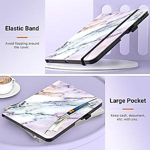 MoKo for iPad 10th Generation Case iPad 10.9 Inch Case 2022 with Pencil Holder, Multi-Angle Viewing iPad Case 10th Generation with Soft TPU Back Hand Strap for iPad 10th Gen 2022, Marble Purple