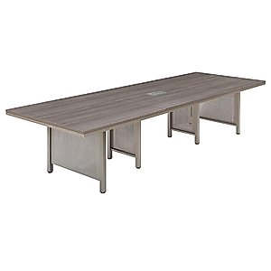 nbf signature series at Work 12' Conference Table with Warm Ash Laminate Top and Brushed Nickel Painted Steel Leg with Modesty Panel for Conference Rooms