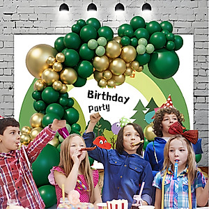 151pcs Green and Gold Balloon Arch Kit, Emerald Forest Hunter Dark Green Metallic Gold Sage Green Balloons for Birthday, Baby Shower, Gender Reveal, Anniversary, Wedding, Jungle Ball Party Decorations