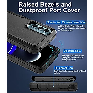 Dahkoiz for Motorola Moto G Stylus 5G (2022) Case with Screen Protector [Tempered Glass] and Dust-Proof Cap, Support Magnetic Car Mount, Full Body Silicone Rubber Cover Phone Case, Black