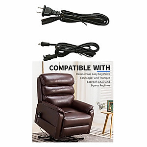 ZLLITONS 6 Feet AC Power Cord for Lift Chair or Power Recliner, Replacement Power Supply Cable for Okin Limoss Pride Catnapper Lazboy