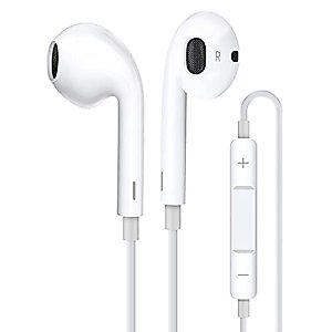 XNMOA Wired Earbuds for iPhone 14 13 12 11 Pro Max with Mic, in-Ear Wired Earphones with Stereo Bass,Wired Headphones for iPhone with Volume Control&Support Call,Support All iOS,White