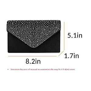 Milisente Evening Bag for Women, Glitter Rhinestone Wedding Evening Purse Crystal Envelope Crossbody Shoulder Clutch Bags (Black)