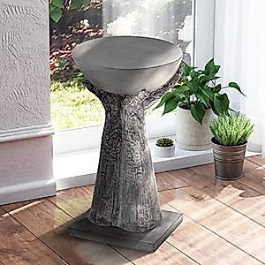Koncemel Outdoor Concrete End Table - Rustic Industrial Accent Table with Pedestal Base and Two Hands - Perfect for Living Room, Bedroom, Porch - Purplish-Pinkish Grey