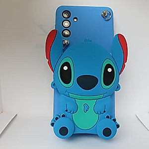 BASRKY Alien Dog Case for Samsung Galaxy A03S Cartoon Funny Kawaii Cute Silicone Fun Cover Stylish Unique Design Purse Wallet with Lanyard Stand Case for Girls Boys Kids