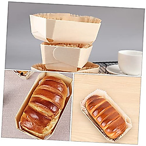 Cabilock 10pcs Wooden Toast Box Toaster Oven Pan Disposable Baking Pan Donut Mold Paper Bread Pan Baking Dishes for Oven Wood Loaf Pan Practical Toast Trays Non-stick Toast Plates Rectangle