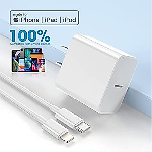 RPQ iPhone Fast Charger 2- Pack USB C Power Adapter with 10ft Long C to Lightning Cable 【 MFI Certified 】 with Fast Charging Capability for iPhone14/13/12/11/X/Xr/Pro max/Plu (White)