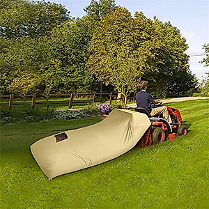WHXHJ Tractor Leaf Bag Wear-Resistant Oversized, Garden Leaf Bag 80 × 51 Inch, 420D Oxford Cloth Wear-Resistant Lawn Mower Grass Catcher Bag for All Lawn Mower Tractor,Beige
