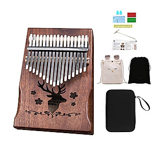 Kalimba 17 keys Thumb Piano Solid Finger Piano with Zippered Carry Bag Study Instruction Tuning Hammer Known as Mbira Wood Finger Piano