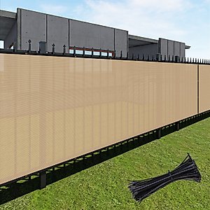 FLORALEAF Privacy Screen Fence Windscreen Mesh Shade Net Cover Heavy Duty Fencing 97% Blockage for Outdoor Wall Garden Yard Backyard Sand 4'x28'