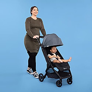 Ergobaby Metro+ Compact Baby Stroller, Lightweight Umbrella Stroller Folds Down for Overhead Airplane Storage (Carries up to 50 lbs), Car Seat Compatible, Slate Grey