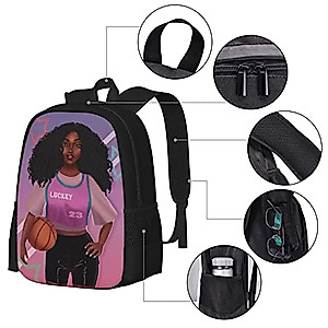Black Girl Magic Backpack African Black Girl Book Bag for Women Teens Girls Kids, Afro African Girl Hold Basketball Bookbag, African American Laptop Backpack, Unique Back to School Gifts, 17 Inches