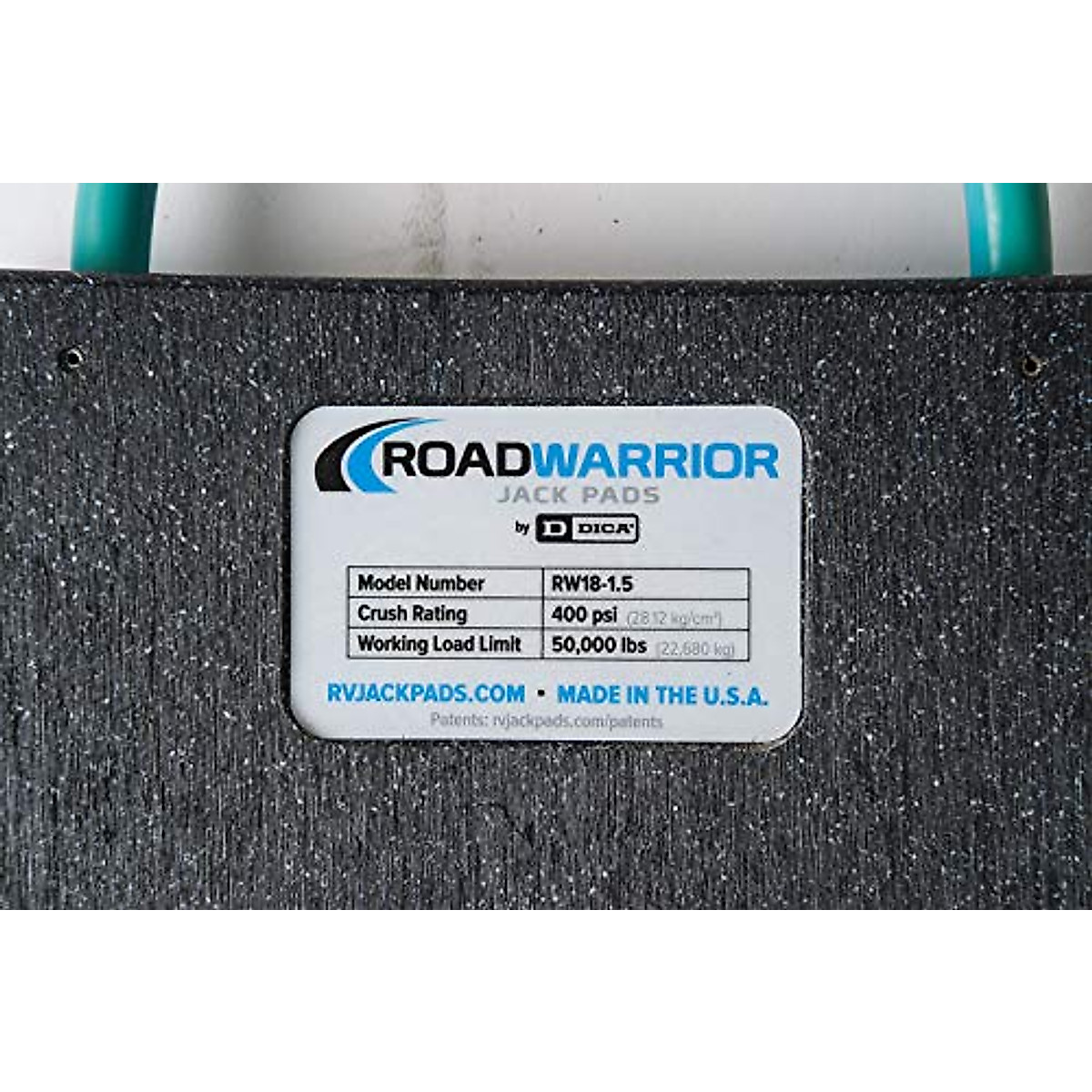 RoadWarrior Heavy Duty RV Jack Pad - Lightweight, Stackable, Waterproof, Unbreakable Outrigger Pad with Ergonomic TuffGrip Handle (One Pad,15"X1.5")