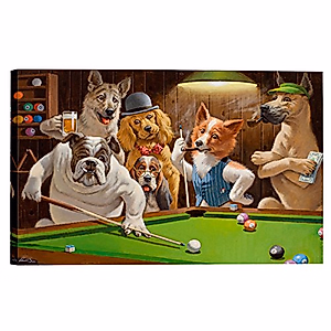 Eliteart-Dogs Playing Pool Billiard Artisan by Cassius Marcellus Coolidge Oil Painting Reproduction Giclee Wall Art Canvas Prints