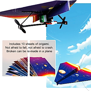FLYCOLOR Rc Paper Airplane 2.4Ghz 3 Channel Remote Control,DIY RC Aircraft Plane,Ready to Fly with 10 Paper Airplane Templates for Beginners and Hobbyists(Dragon Kit)