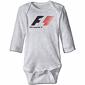 Fengziya Baby F1 Racing Formula 1 Baby Long Sleeve Bodysuit 0-6 Month Gray