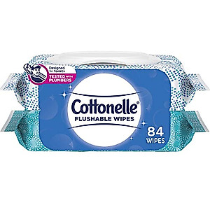 Cottonelle Flushable Wet Wipes for Adults, 2 Flip-Top Packs, 42 Wipes per Pack (84 Wipes Total)