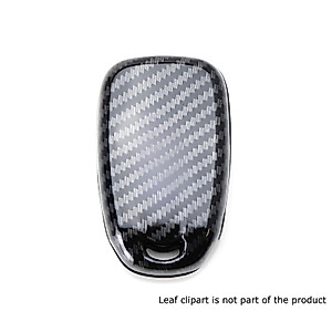 iJDMTOY Compatible with Chevy 2016-up Camaro Cruze, 2017-up Malibu Sonic, Carbon Fiber Hydrographic Printing Design Smart Key Fob Cover Shell w/Black Silicone Keypad Button Skin