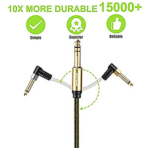 GOSYSONG 1/4 Insert Cable, 1/4 Stereo to Dual 1/4 Mono TRS Insert Cable 15ft, Stereo Breakout Cable 1/4,Stereo to Mono TRS Splitter