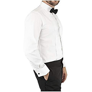 Sir Gregory Men's Regular Fit Tuxedo Shirt 100% Cotton Laydown Collar French Cuff 1/4 Inch Pleat 16.5 Neck 32/33 Sleeve White