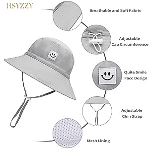 Baby Sun Hat Smile Face Toddler UPF 50+ Sun Protective Bucket hat Nice Beach hat for Baby Girl boy Adjustable Cap Gray