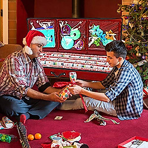 Primode Wrapping Paper Storage Container, Gift Wrap Organizer Under Bed, 41”x14”x6”, Fits 18-24 Rolls Up to 40”, Durable 600D Oxford Material, Wrap Storage Box Holder with Pockets for Ribbon, Bows, and Accessories (Red)