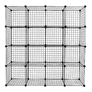 VINGLI Wire Cube Storage, 16-Cube Metal Grids Shelves, Stackable Storage Bins Multifunction Modular Bookcase Closet Cabinet Ideal for Living Room Bedroom, Home, Office