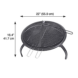 Blue Sky Outdoor Living WBPFP22 21.25” Round Folding Leg Portable Wood Fire Pit