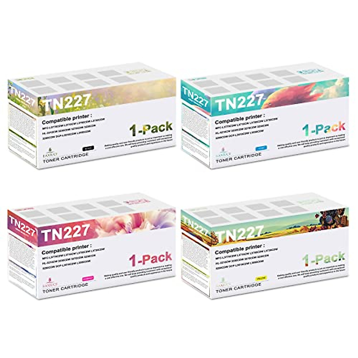 4 Pack TN-227 Toner Compatible TN227 TN227BK TN227C TN227M TN227Y Toner Cartridge Replacement for TN227 Toner Brother HL-3210CW 3230CDW MFC-L3770CDW L3710CW DCP-L3510CDW Printer EAXIUE 1BK+1C+1M+1Y