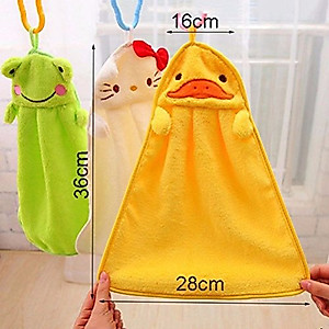 BESTOMZ Baby Hand Towel Lovely Cartoon Animal Washcloth Hanging Wipe Bathing Towel (Yellow Duck)
