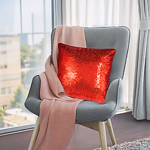 SUMERSHA Sequin Fabric by The Yard - 3 Feet 1 Yard of Red Sparkly Embroidery Sequins Fabric for DIY Sewing, Backdrop, Tablecloth, and Clothing Sewing Projects