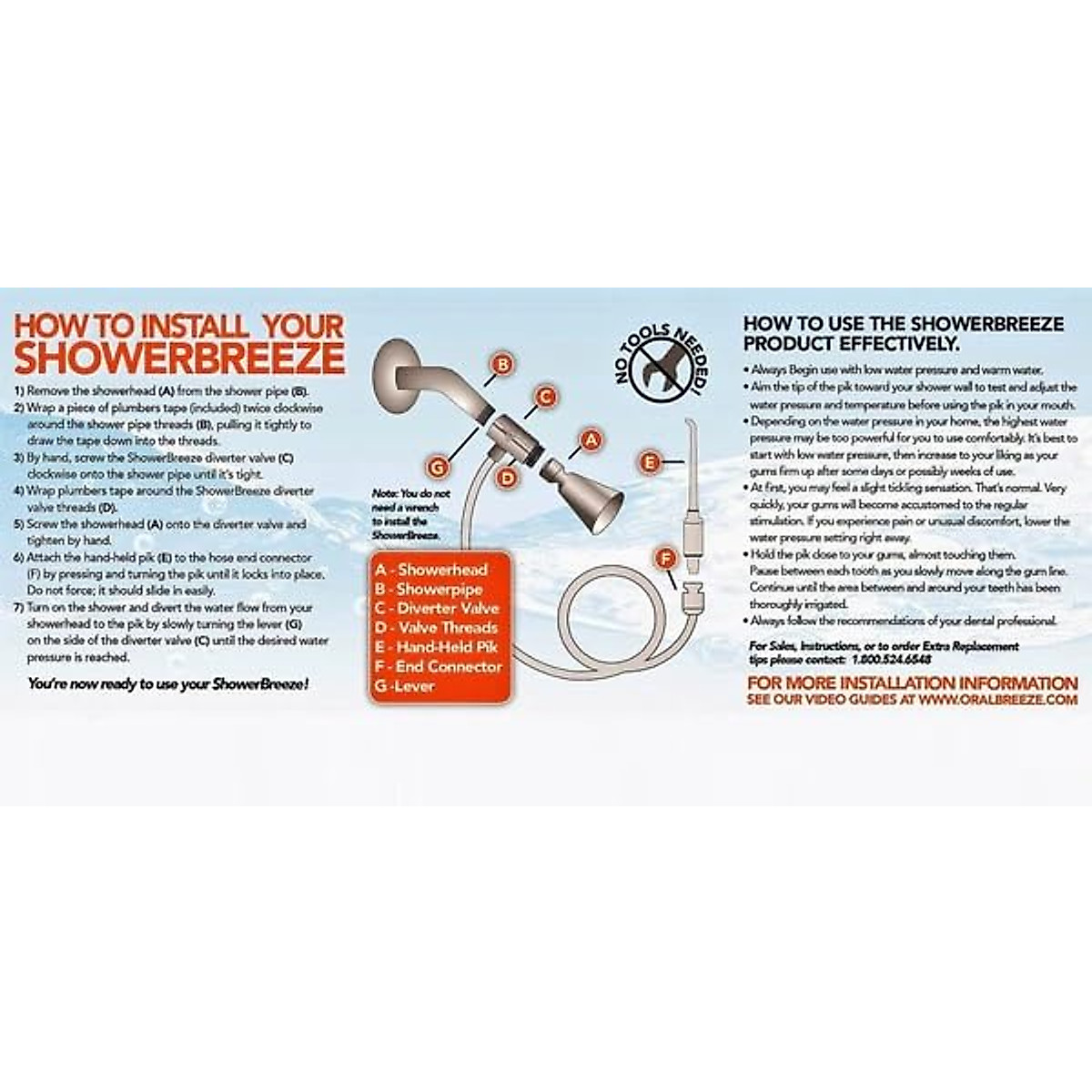 Oral Breeze ShowerBreeze | Flosser for Teeth, Gums, Braces | Water Jet Dental Irrigator | Treats Gum Disease Naturally | Easy Shower Installation | 15 Seconds Daily for Preventative Care