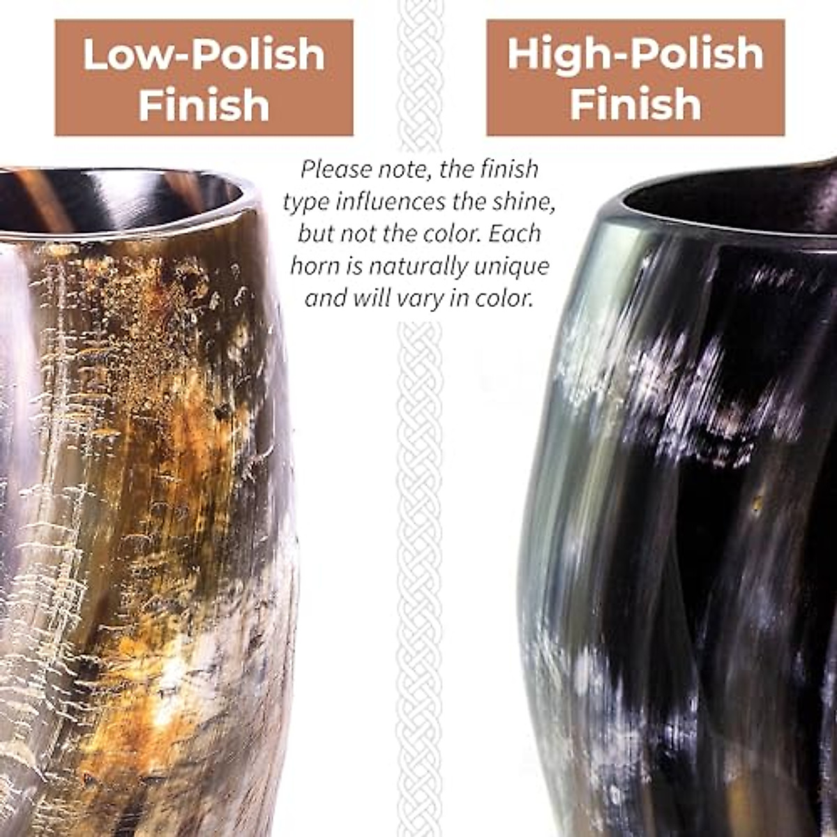 Norse Tradesman 20" Authentic Ox-Horn Viking Drinking Horn with Genuine Black Leather Belt Holster | Burlap Gift Sack Included | The Journeyman, Low-Polish, 20-Inch