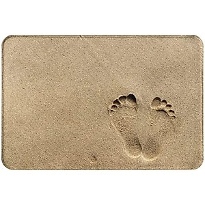 OFZ 3D Indoor Rugs Footprint in The Sand Non-Slip Doormat Bath Mats for Bedroom Bathroom Soft Floor Mat Living Room Rest Room Kitchen Carpet 16 x 24 in,24fe02daA77