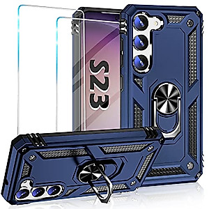 Cases for Samsung Galaxy S23 5G Case with Screen Protector [Military Grade Drop] Heavy Duty Silicone Rugged Shockproof Protective Cover for Samsung Galaxy S23 5G Phone Case with Ring Kickstand Hard