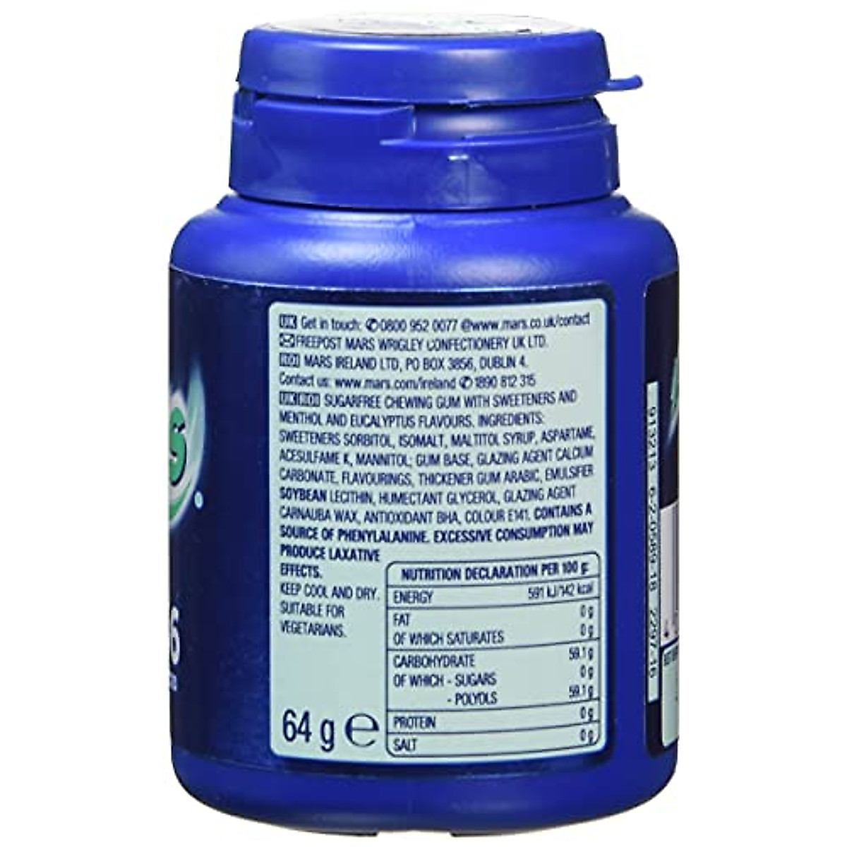 Wrigley's Airwaves Menthol And Eucalyptus Bottle, 64 g