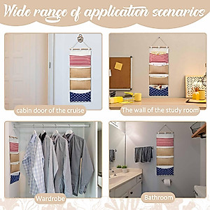 Juexica Fish Extender 32.3 x 13.2 Inch Hanging Pockets 4 Pocket Innovation Storage Bag Hanging Organizer Linen Cotton Wall Hanging Storage Bag for Cruise Cabin Door Closet Gifts(1 Pcs)