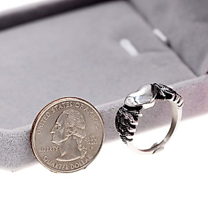 Stainless Steel Angel Heart Wings Ring, Retro Black Wings Of Love Promise Ring for Women Ladies Y678(Size 7)