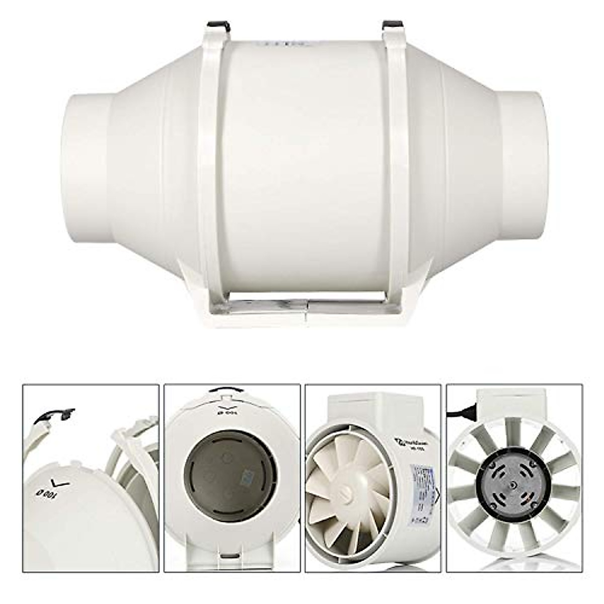 Hon&Guan P4 Quiet 4 Inch Inline Duct Fan, Upgrade Motor & Low Noise Ventilation Exhaust Fan for Heating Cooling Booster, Grow Tents, Hydroponics