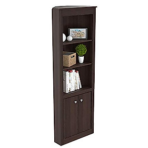 Inval Two Door Corner Bookshelf, Espresso