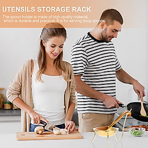 Hemoton 1pc Bracket Stainless Steel Spoon Holder Chef Spoon Rest Kitchen Storage Rack Cooking Utensils Stand Stainless Steel Spoon Rack Utensil Rack Tower Ladle Rest Dining Table Decorate
