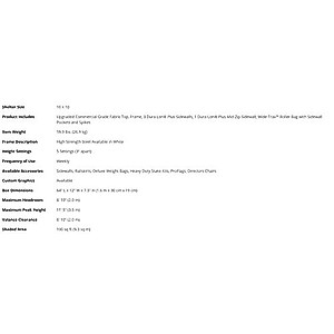 E-Z UP ES100S Instant Commercial Canopy, 10' x 10' with 3 Sidewalls, 1 Mid-Zip Sidewall and Wide-Trax Roller Bag, White