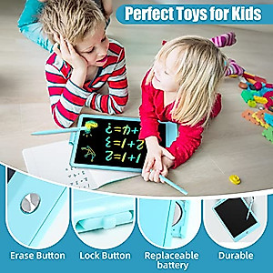 FuniBudi Kids Tablet 10in LCD Writing Tablet Toys for 3 4 5 6 7 8-10 Year Old Girls Boys Airplane Travel Essentials Kids Board Games Chrismas Birthday Drawing and writting Tablet Sensory Toys(Blue)