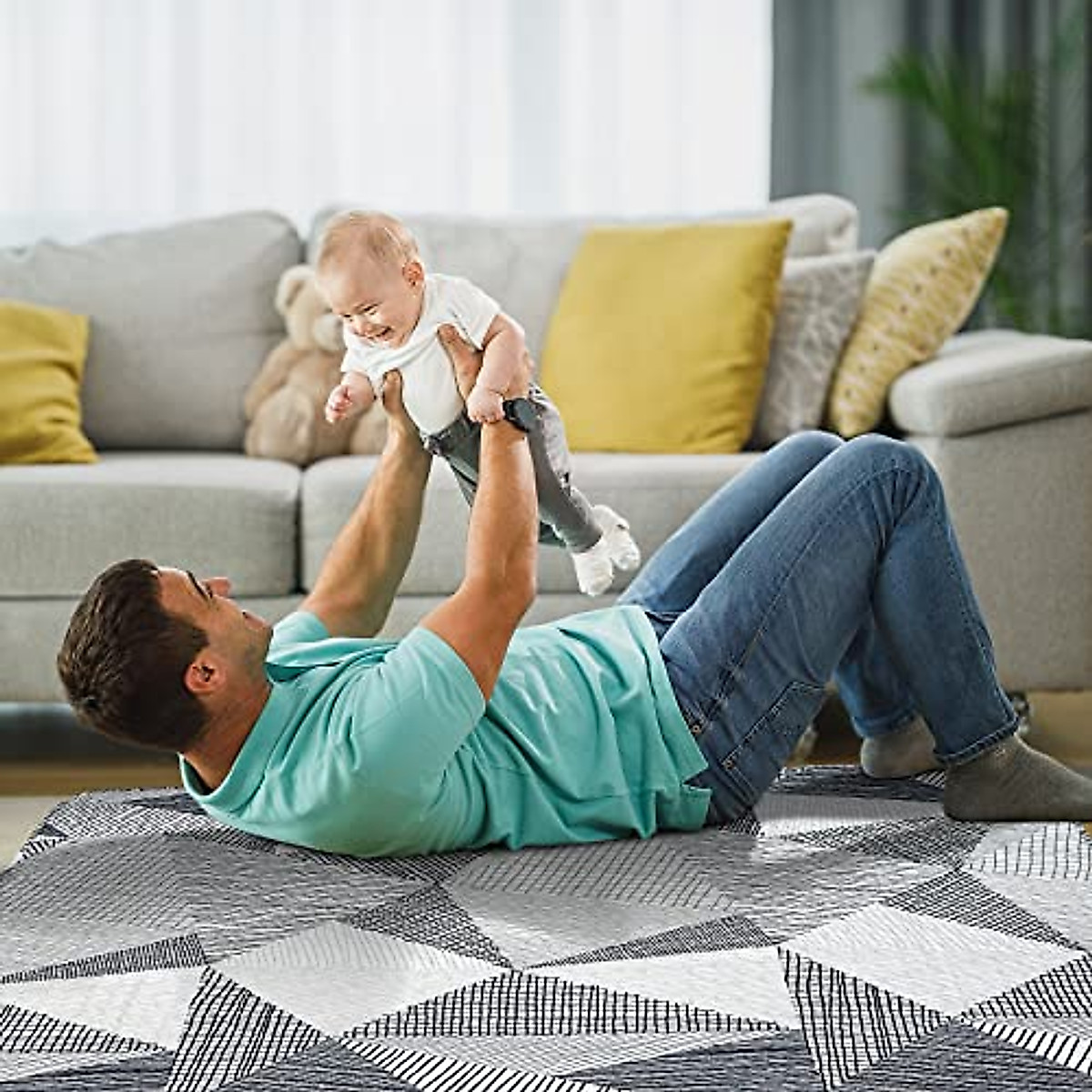 Baby Play Mat for 50"x50" Playpen,Kids Tents Mat Cotton,Foldable Crawling Mat for Floor,One-Piece Crawling Mat Non Slip Baby Mat for Floor,Portable Travel Large Play Mats