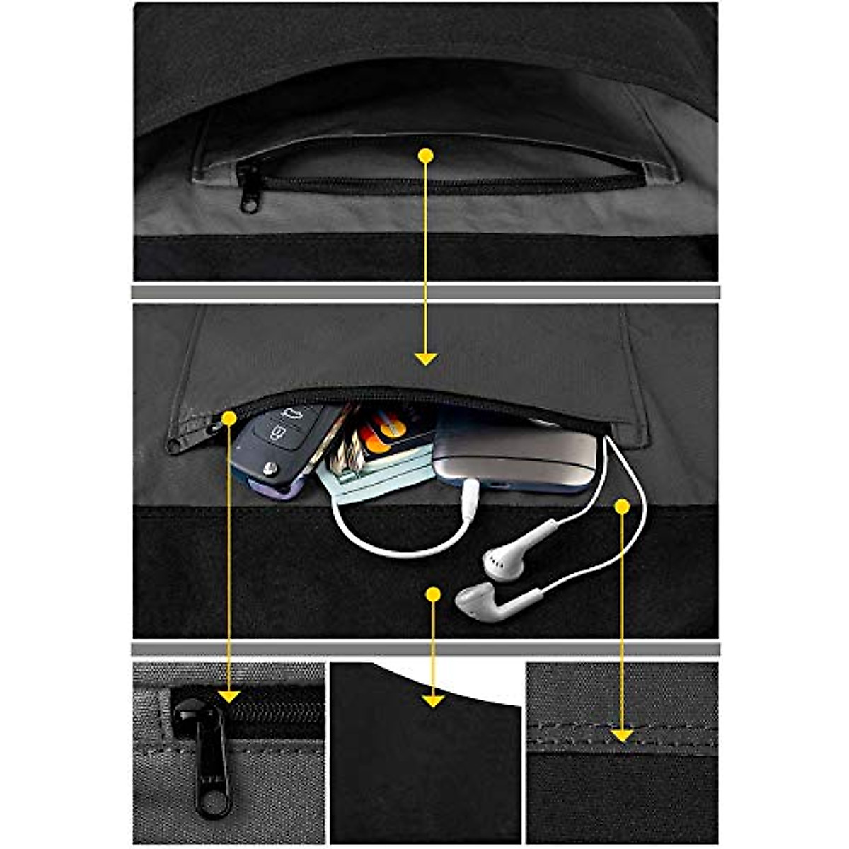 Zenifit Yoga Mat Bag - Long Tote with Pockets - Holds More Yoga Accessories. Cute Yoga Mat Holder with Bonus Yoga Mat Strap Elastics. Stylish and Practical Yoga Mat Bags and Carriers for Women (Black)