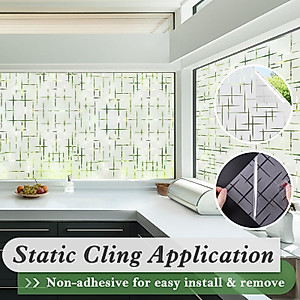 rabbitgoo Window Privacy Film Frosted Glass Window Film, Decorative Privacy Cling, UV Blocking Staic Cling Bathroom Glass Frosting Sticker, Non-Adhesive Front Door Cover, Cross Pattern, 11.8" x 78.7"