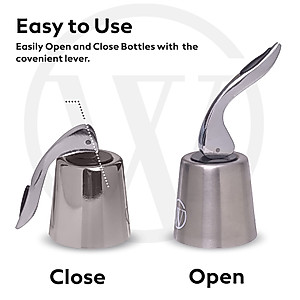 2-PACK Wine Bottle Stopper, Plug with Silicone, Wine Saver, Keeps Wine Fresh, Best Wine Gift For Wine Lovers (Stainless Steel)
