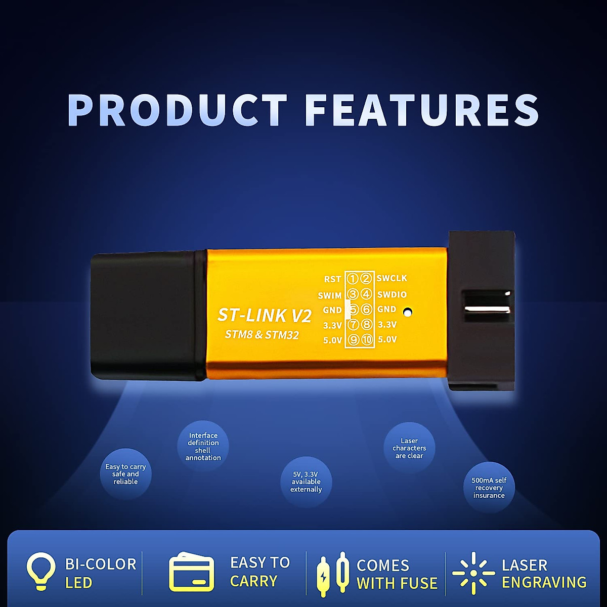 V TELESKY 2Pcs ST-Link V2 USB Programmer Support Programming Unit STM8 STM32 Editor with Cable (Random Color)